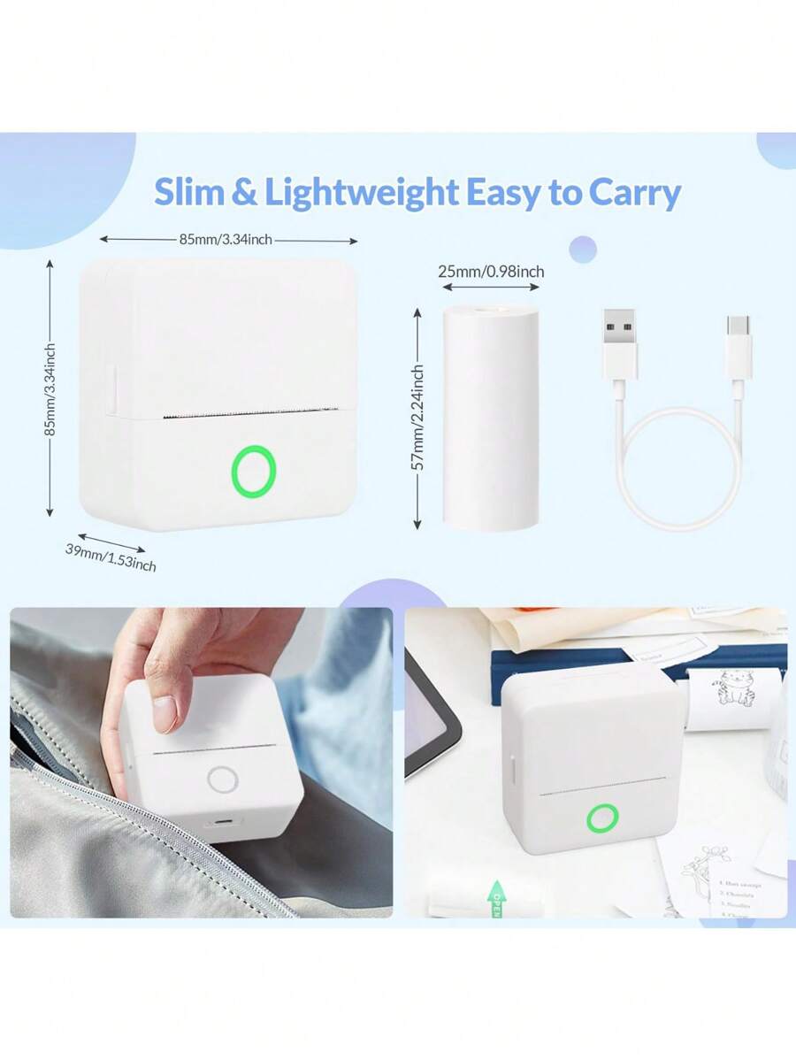 X6 Mini Printer, Pocket Thermal Printer With 3 Roll Papers, Notebuddy ...