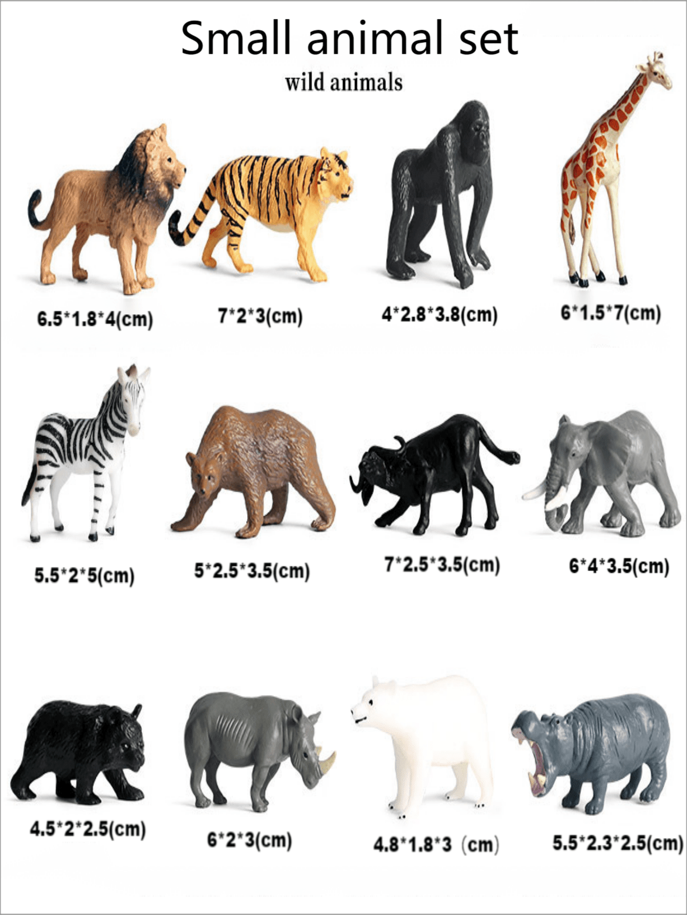 12pcs Miniature Wild Animal Model Set For Kids' Early Educational ...
