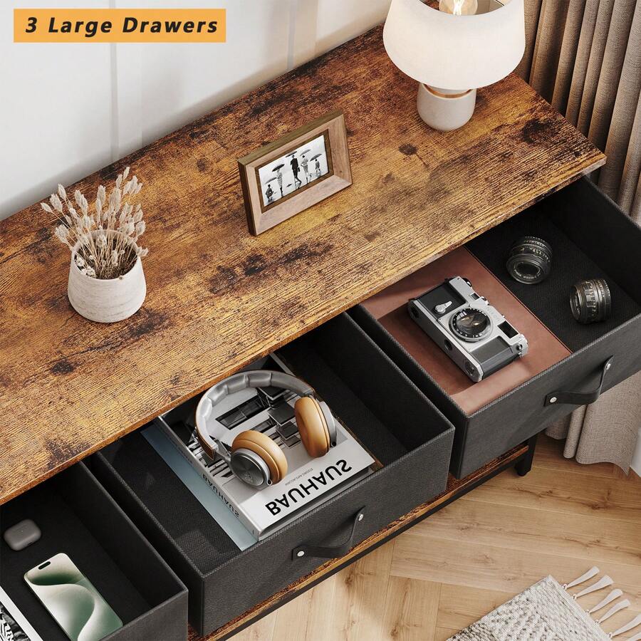 Narrow Console Table With 3 Drawers, 3 Tier Small Entryway Table With ...