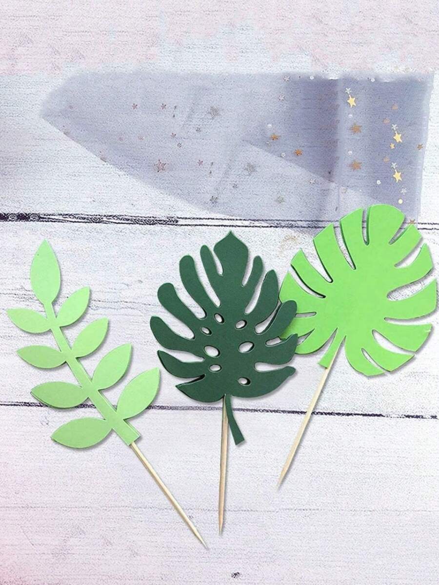7pcs Tropical Tree Leaf Cupcake Toppers Cake Decoration For Tropical ...