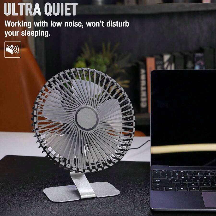 6 Inch USB Desk Fan, Adjustable Tilt, 4 Speeds, Ultra-Quiet, 90Rotation ...