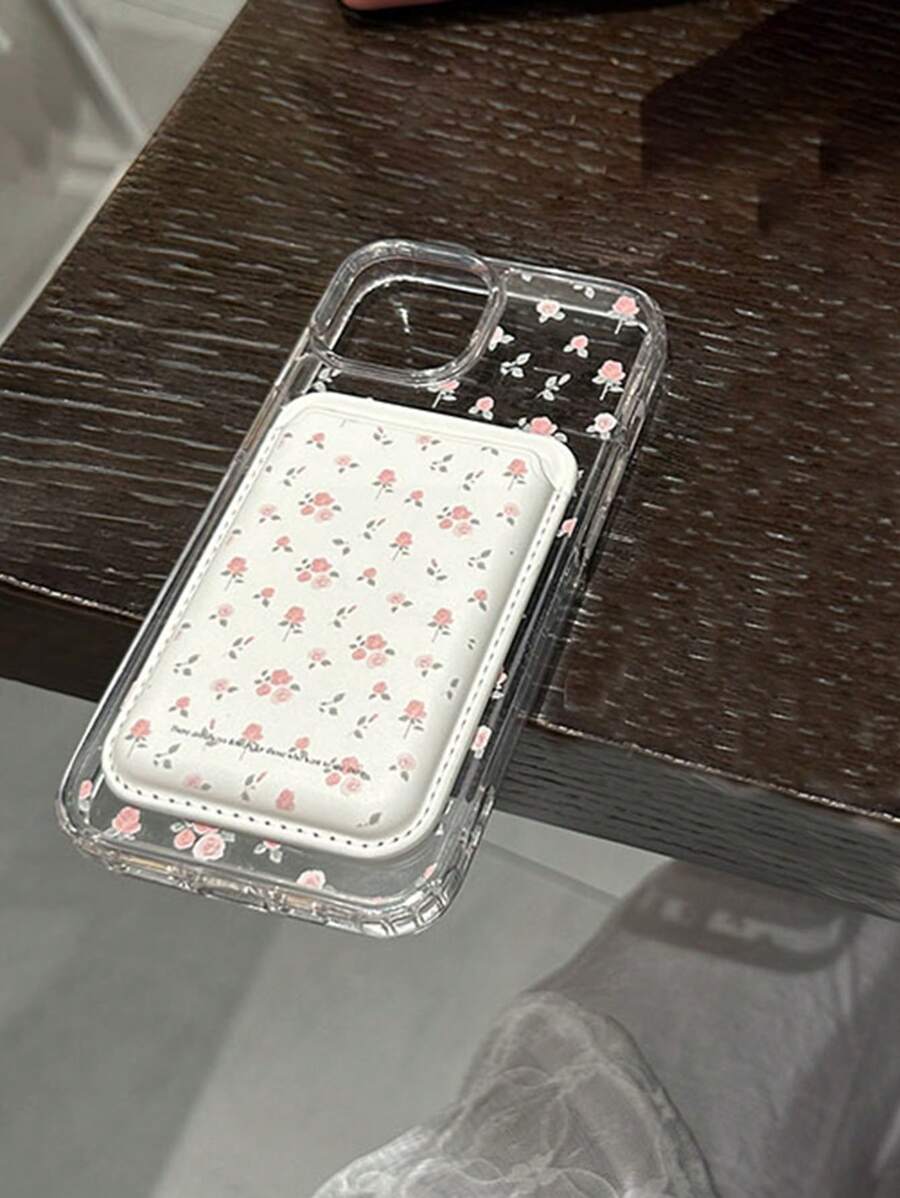 2PCS Korean Clear Floral Compatible With Magnetic Wireless Charge Phone ...