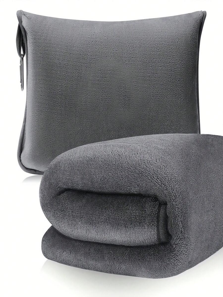 Super Soft Portable 2-In-1 Travel Blanket Airplane Blanket Set With ...