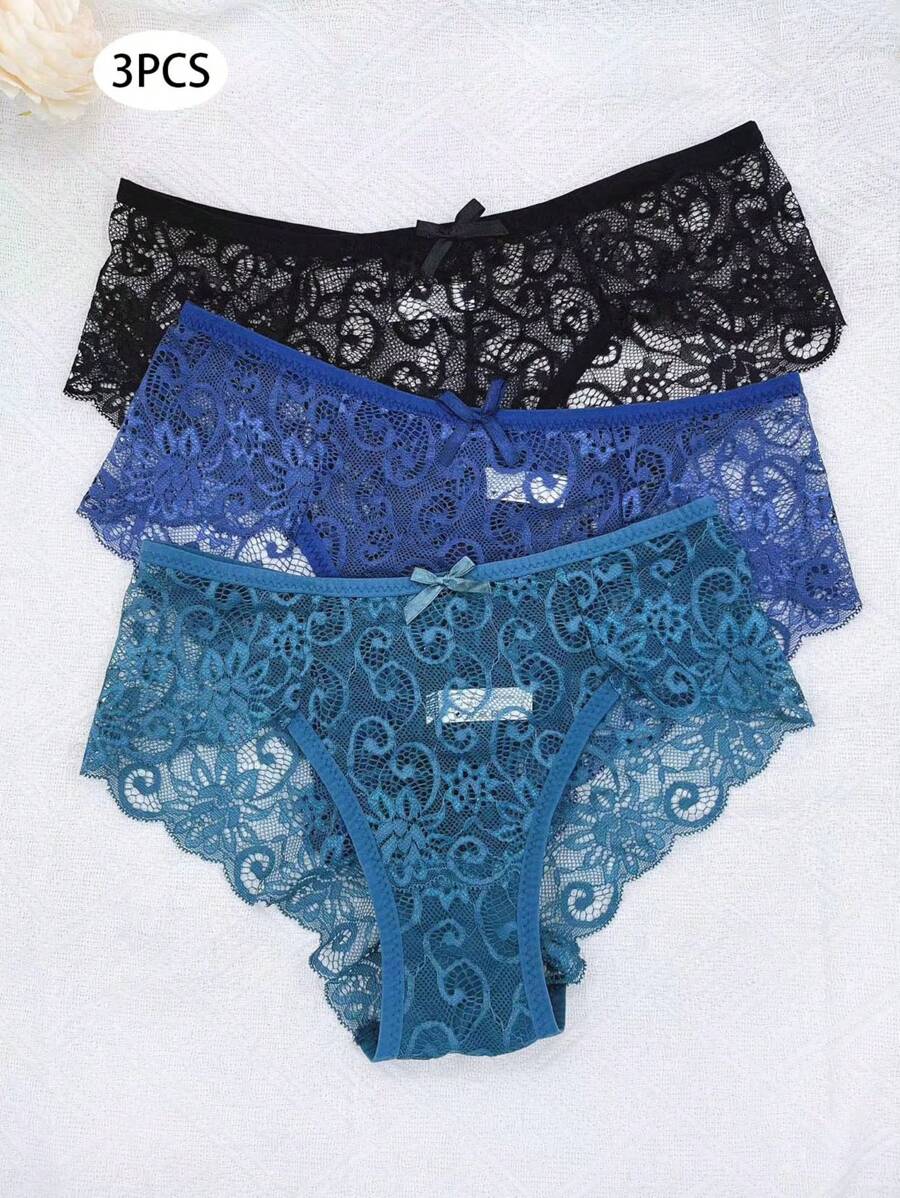 3-Pack Sexy Ultra-Thin Transparent Lace Triangle Panties | SHEIN USA