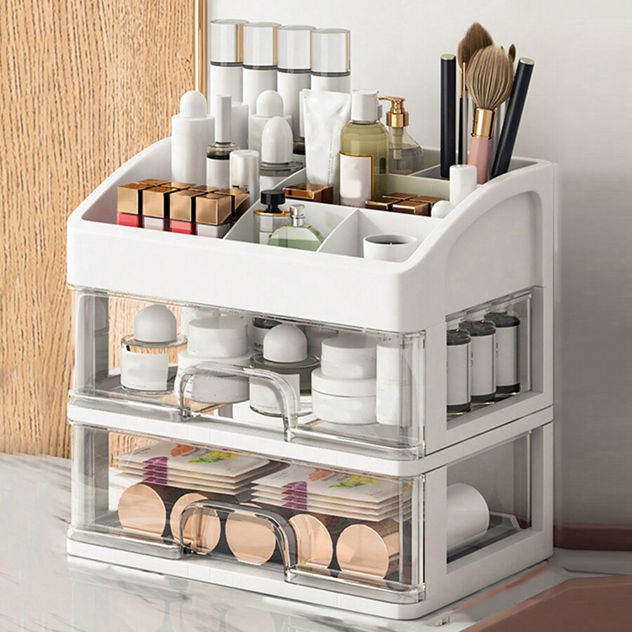 1 White Cosmetic Storage Box, Single-Layer Drawer, Skin Care ...
