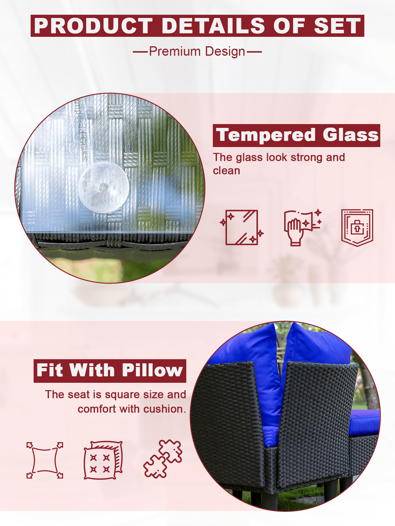 5 Pieces Patio Furniture Sets Outdoor Sectional Sofa Wicker Chair ...