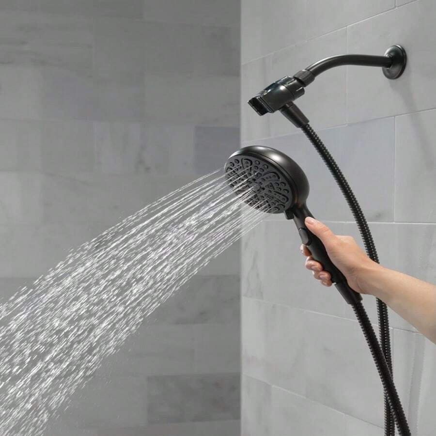 Faucet 6-Setting Magnetic Shower Head With Handheld Spray, Chrome ...