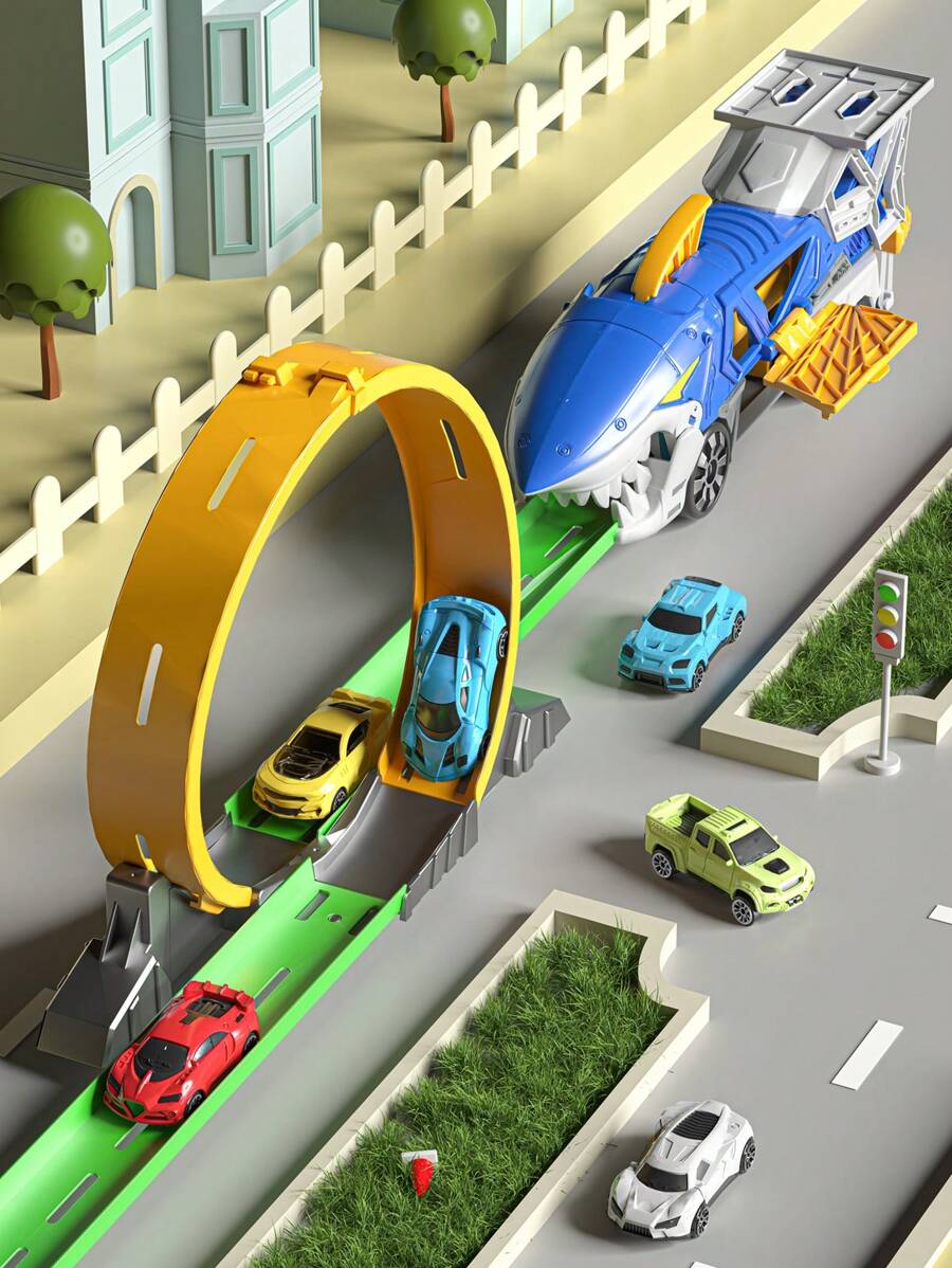 Haifisch-förmiges Auswerfer-Spielzeugauto, kann rutschen und auswerfen ...