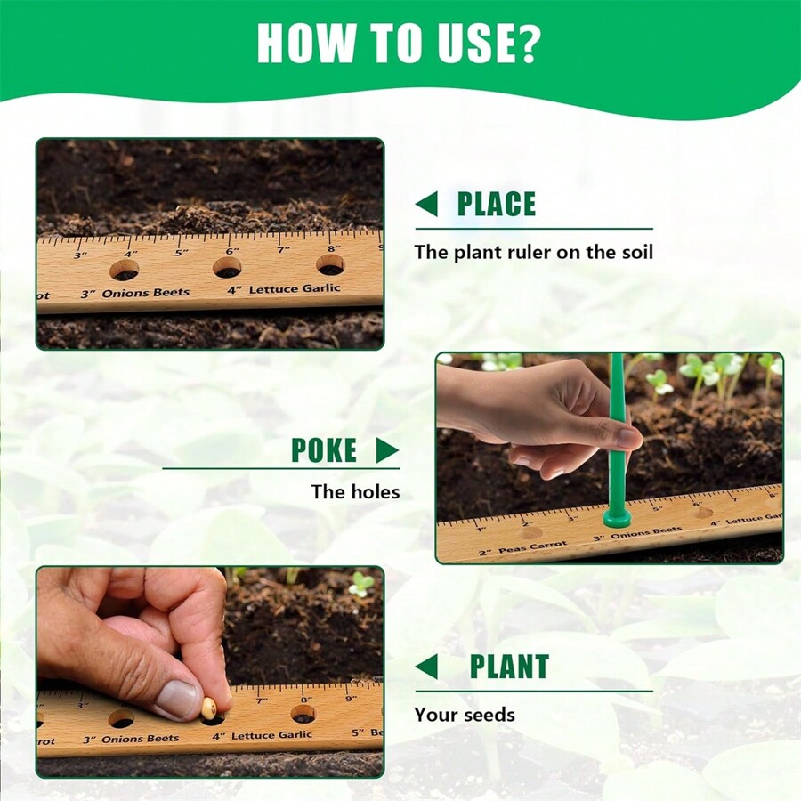 30 Inch Wooden Plant Ruler, Foldable Seed Planting Ruler With Holes ...
