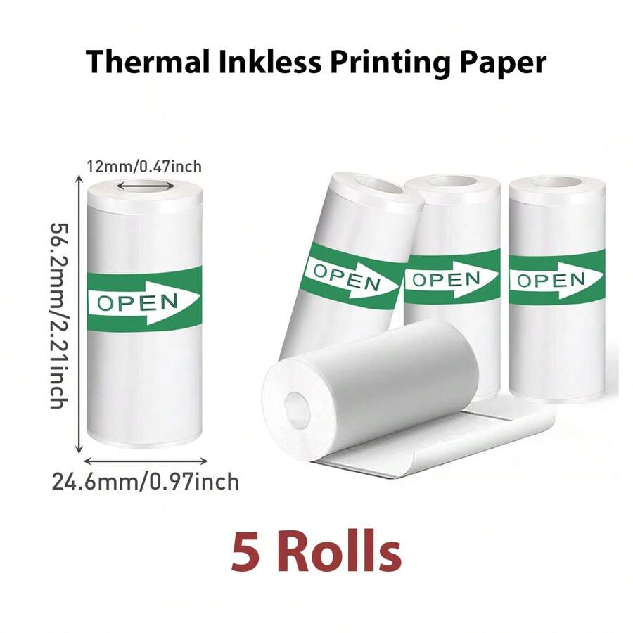 Printable Adhesive Paper, 5 Pieces Mini Printer Paper Rolls, Thermal ...
