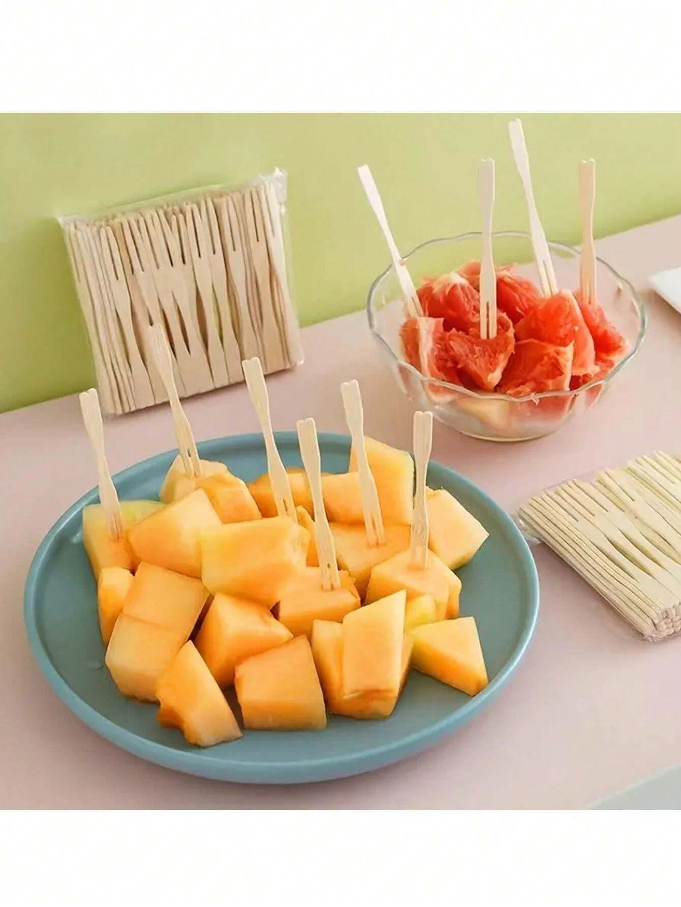 80 Disposable Bamboo Fork Set - Disposable Fruit Fork - Fruit Signature ...