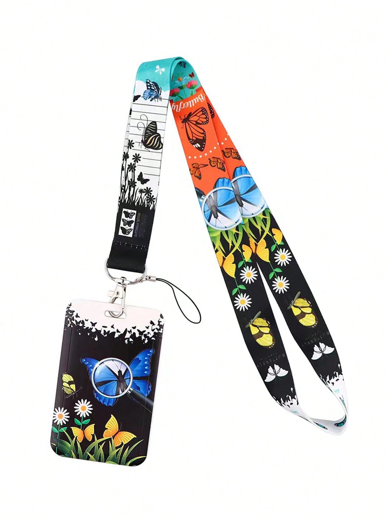 1pc Cartoon Butterfly ID Card Lanyard, Suitable For Hanging Keys, Phone Lanyards, Game Consoles ...