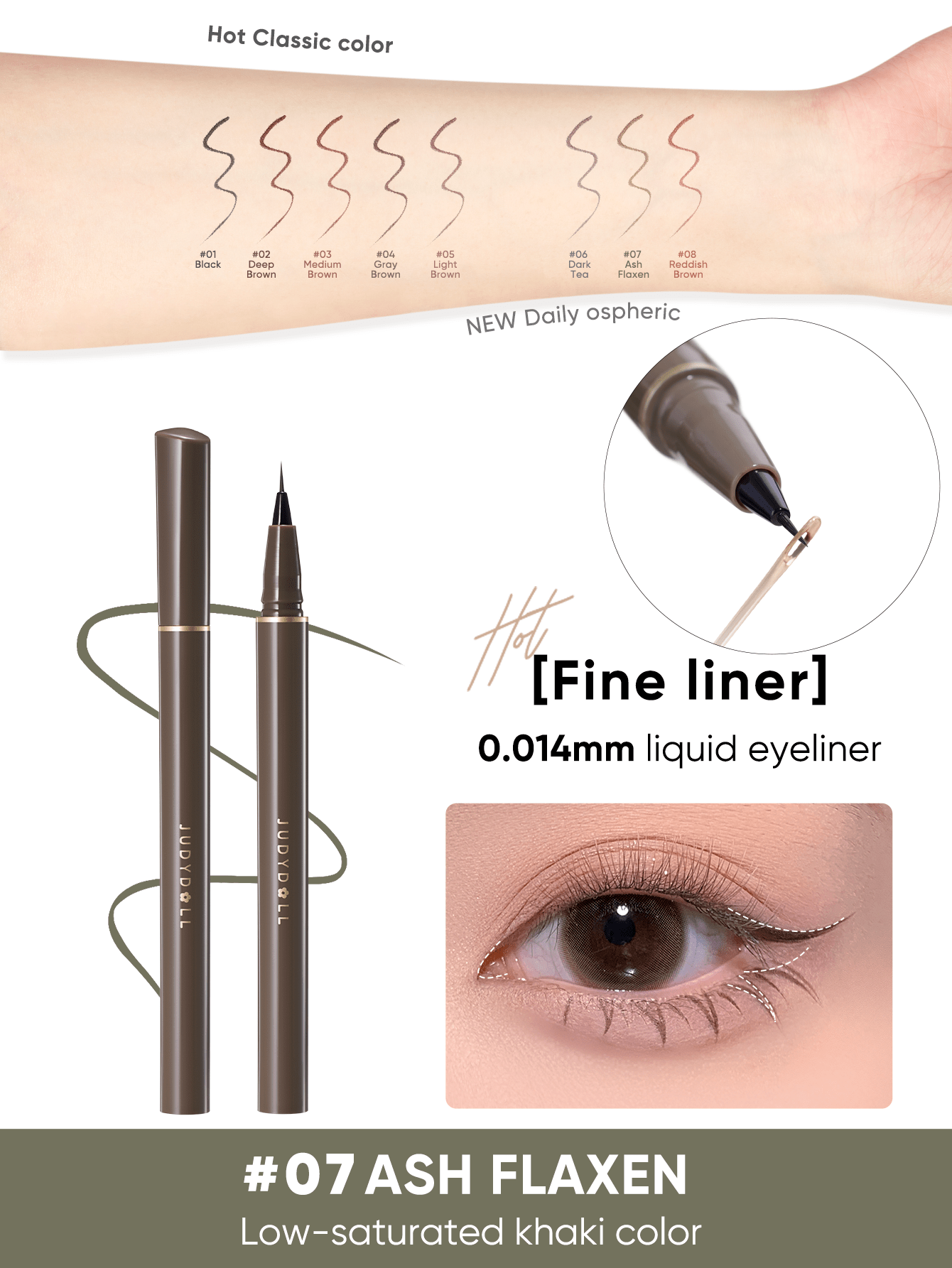 JUDYDOLL JUDYDOLL SLIM LIQUID EYELINER 400mg, Ultra-Fine Tip Waterproof Quick-Drying Eyeliner ...