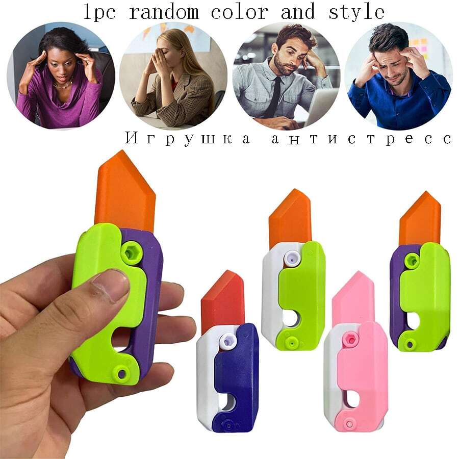 1pc Cute Rabbit Shaped Decompression Butterfly Knife Mini 3d Gravity Knife Toy Color And Style