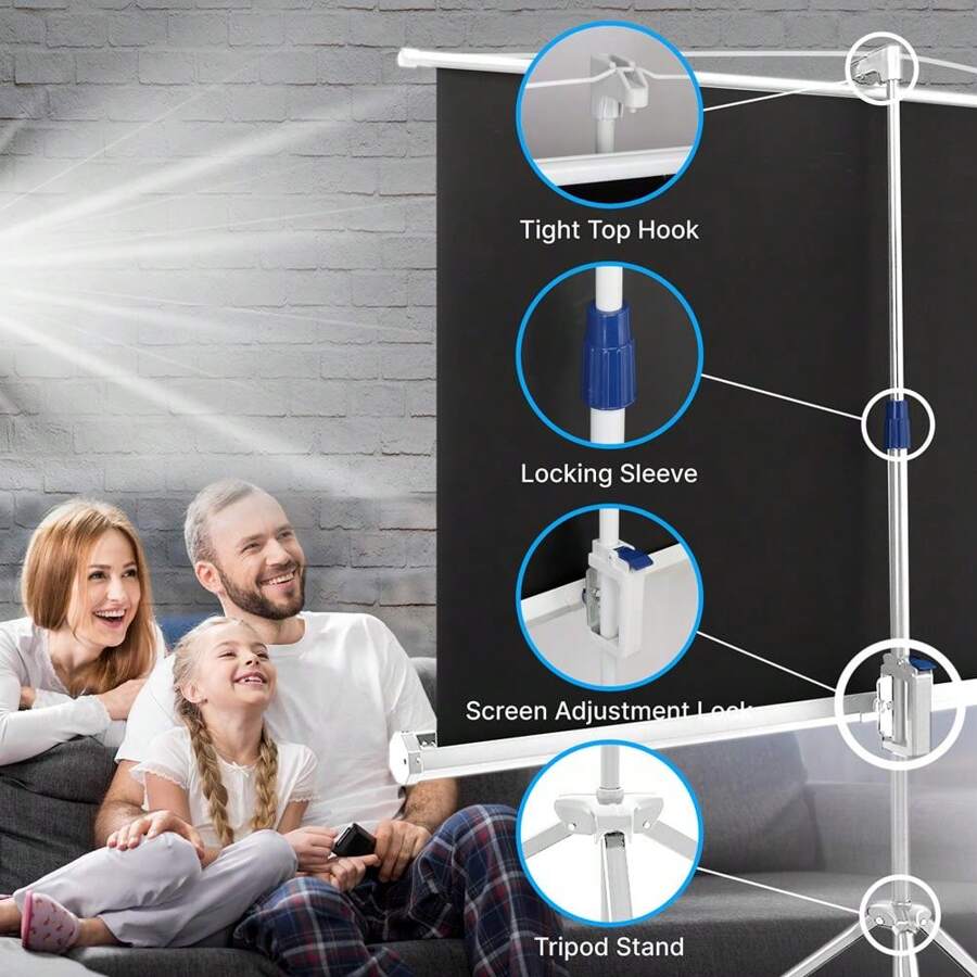 NUTRICHEF Pyle 72-Inch Video Projector Screen, Easy Fold-Out & Roll-Up ...