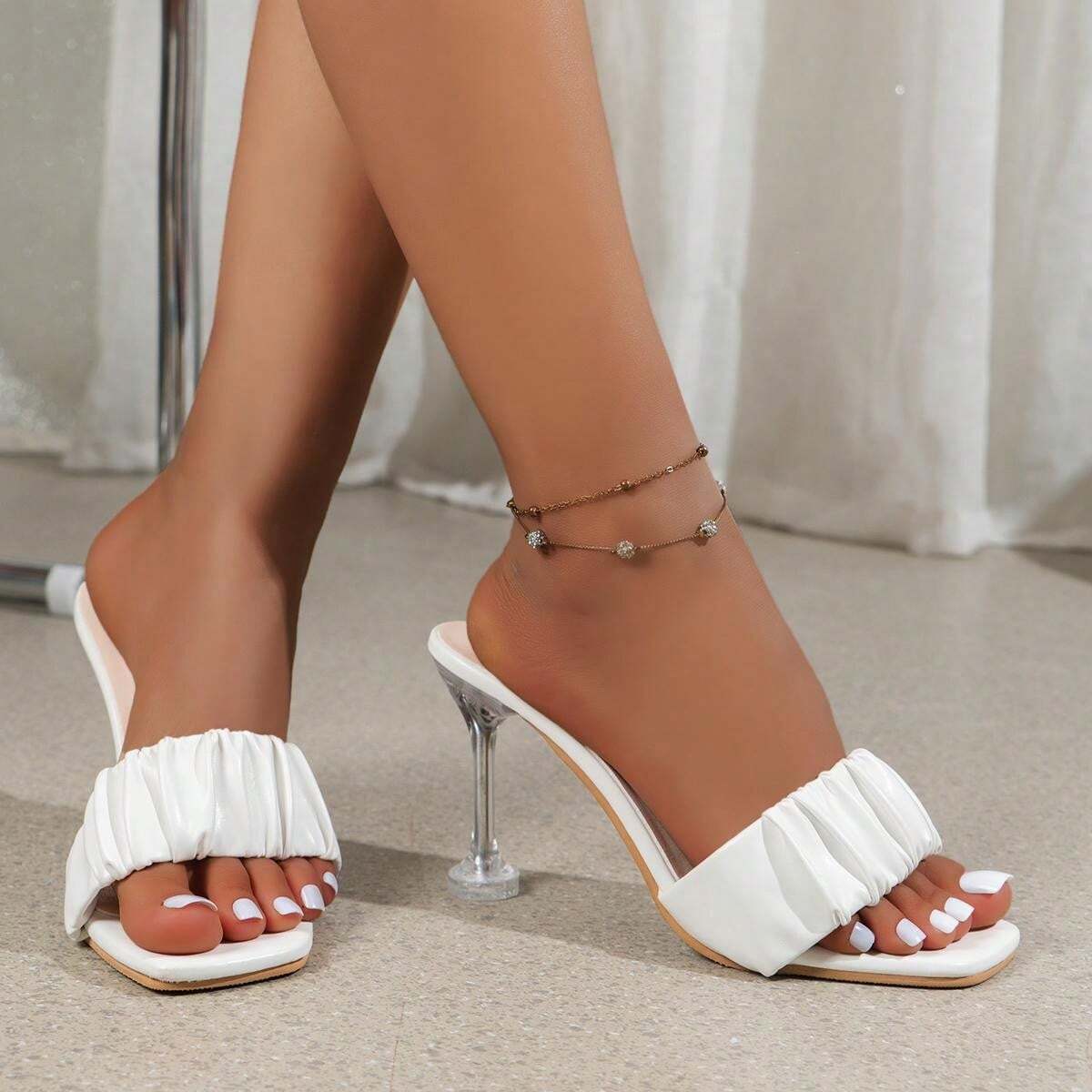 Talons hauts pour femmes, talon mince en cristal, sandales de fée ...