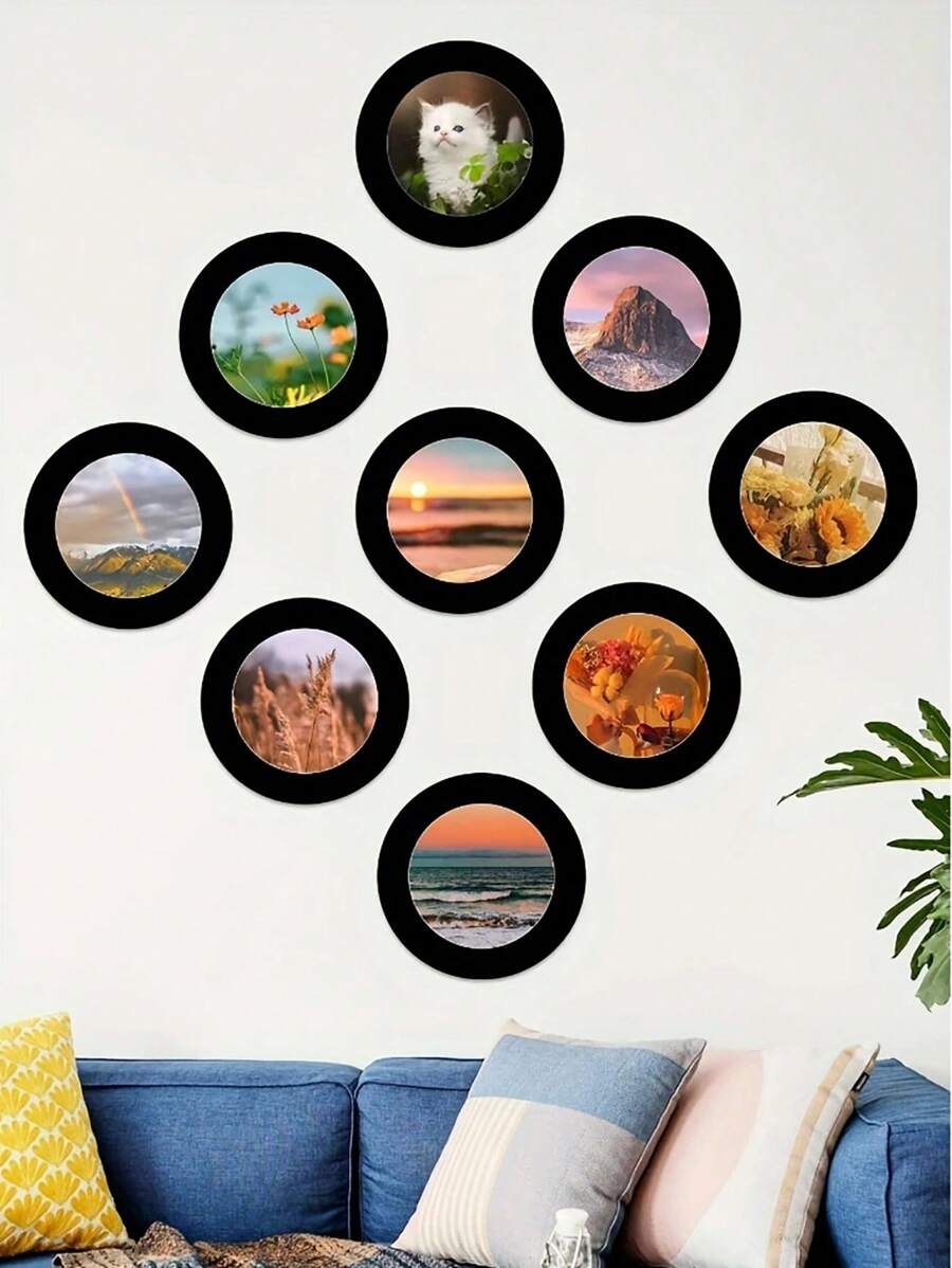 Set Of 5 Round Cardboard Photo Frames For Daily Life Recording | SHEIN UK
