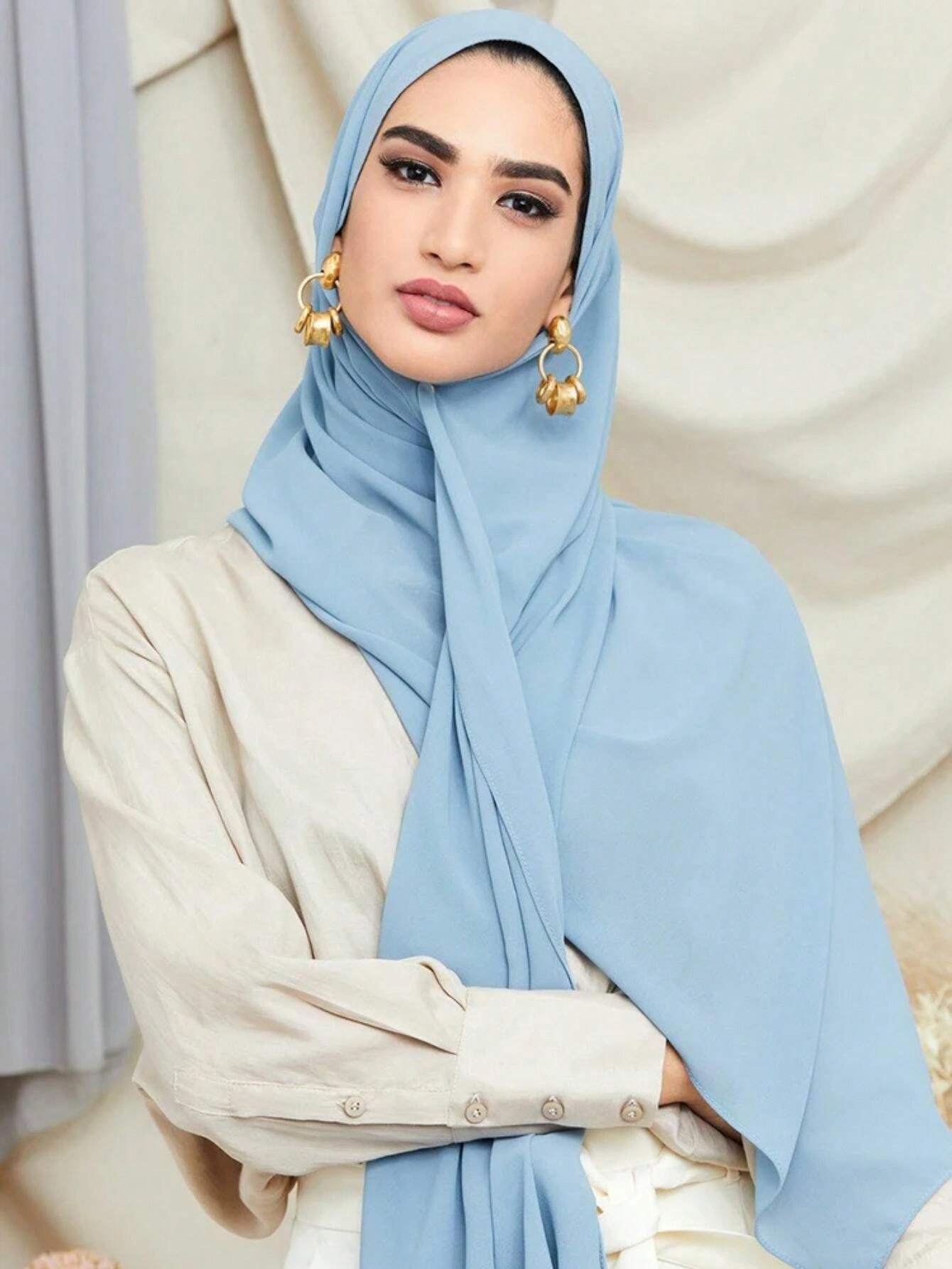 Women 2024 Macarone Solid Color Chiffon Hijab Elegant Sexy Sun ...