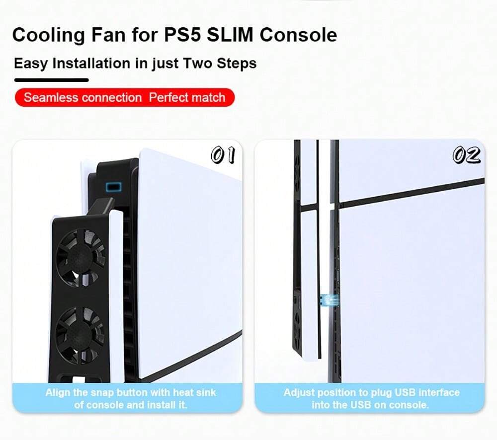 TOPWOLF USB COOLING FAN FOR PS 5 SLIM CONSOLE Ps 5 Cooling Fan Built-In ...