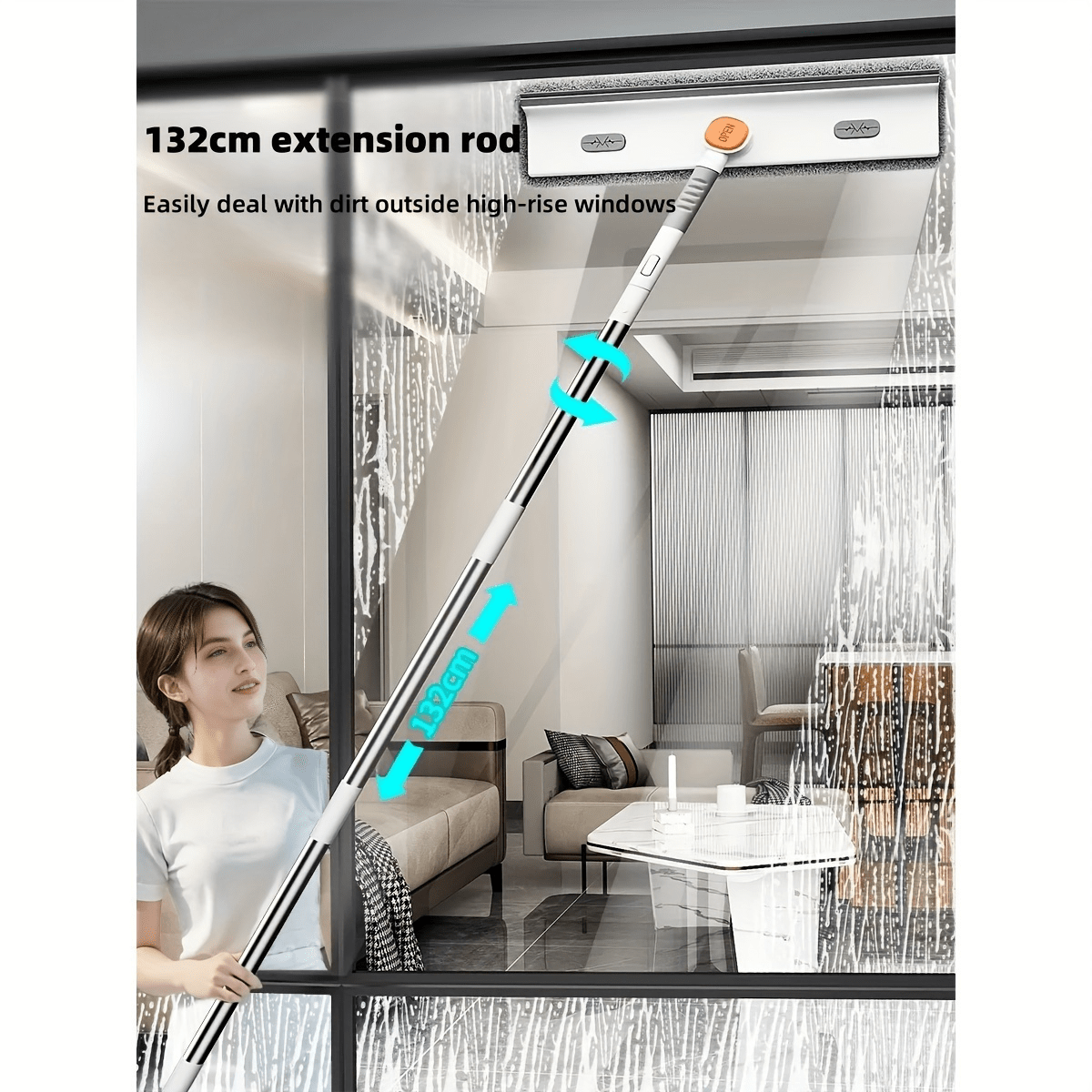 3pcs/Set 2-In-1 Glass Cleaning Tool, With A Bendable And Rotating ...