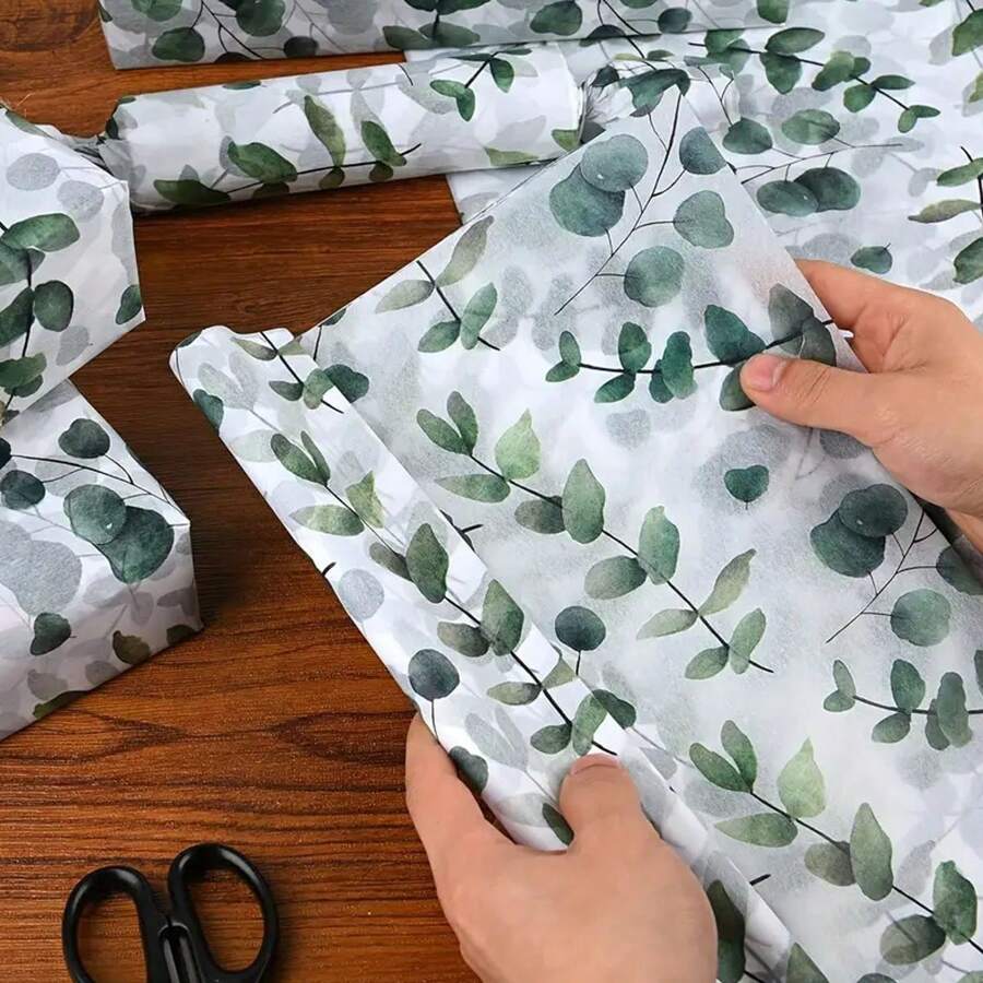 10pcs Natural Green Leaves Eucalyptus Pearlescent Paper Cuttable ...