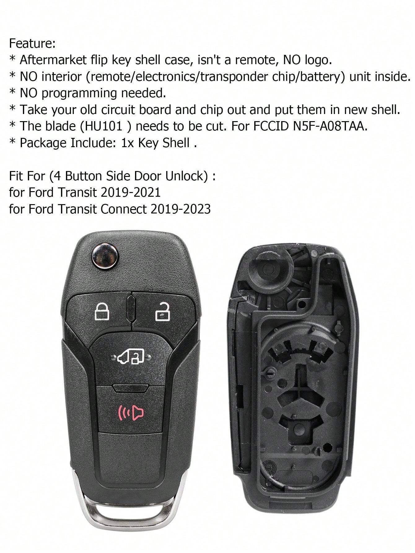 4 Buttons Flip Remote Car Key Fob Shell Case Replacement Uncut HU101 ...