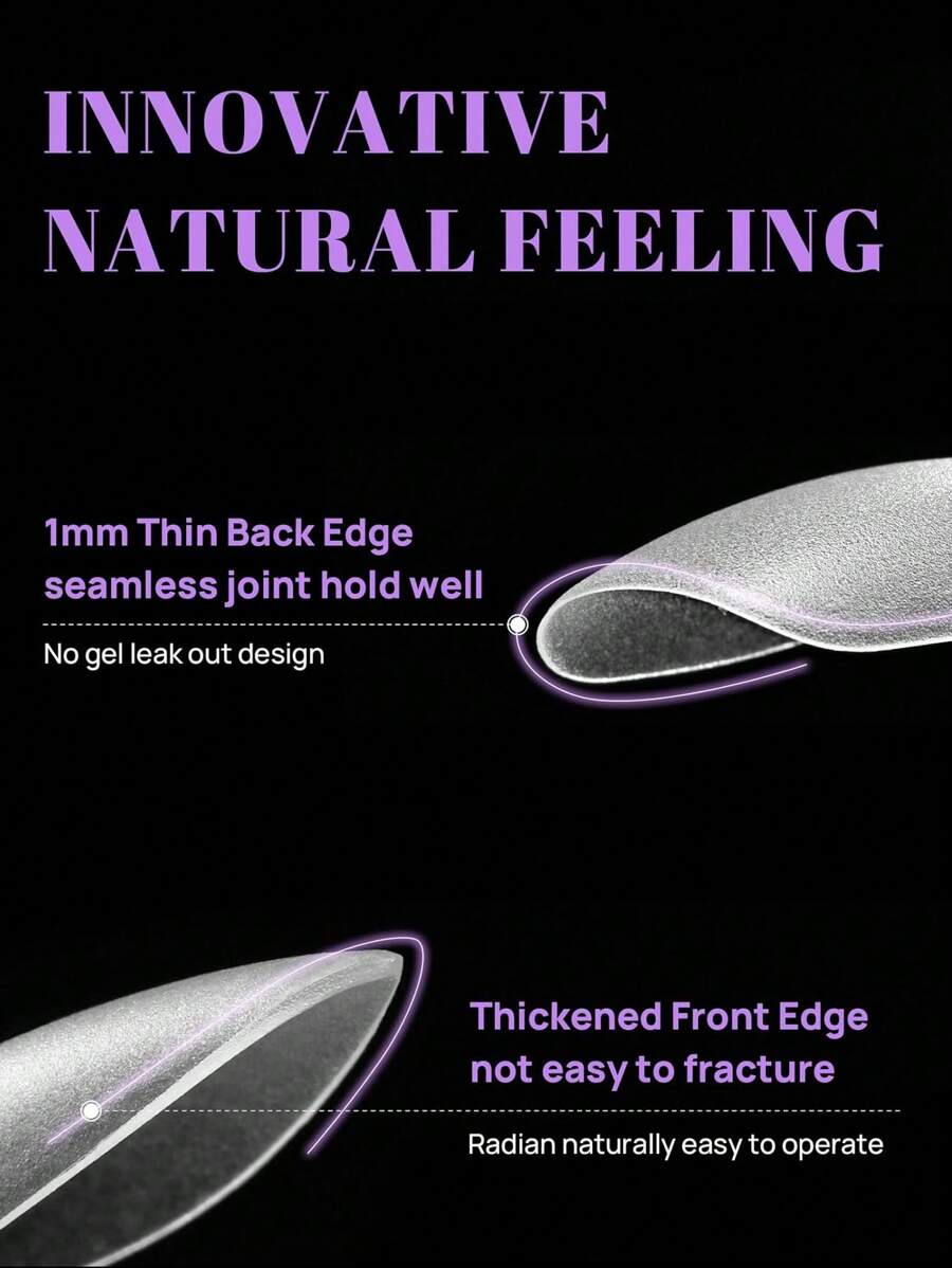 Gel X Nail Kit 150 Pieces Almond Tip, ABS Clear Full Matte Short False ...