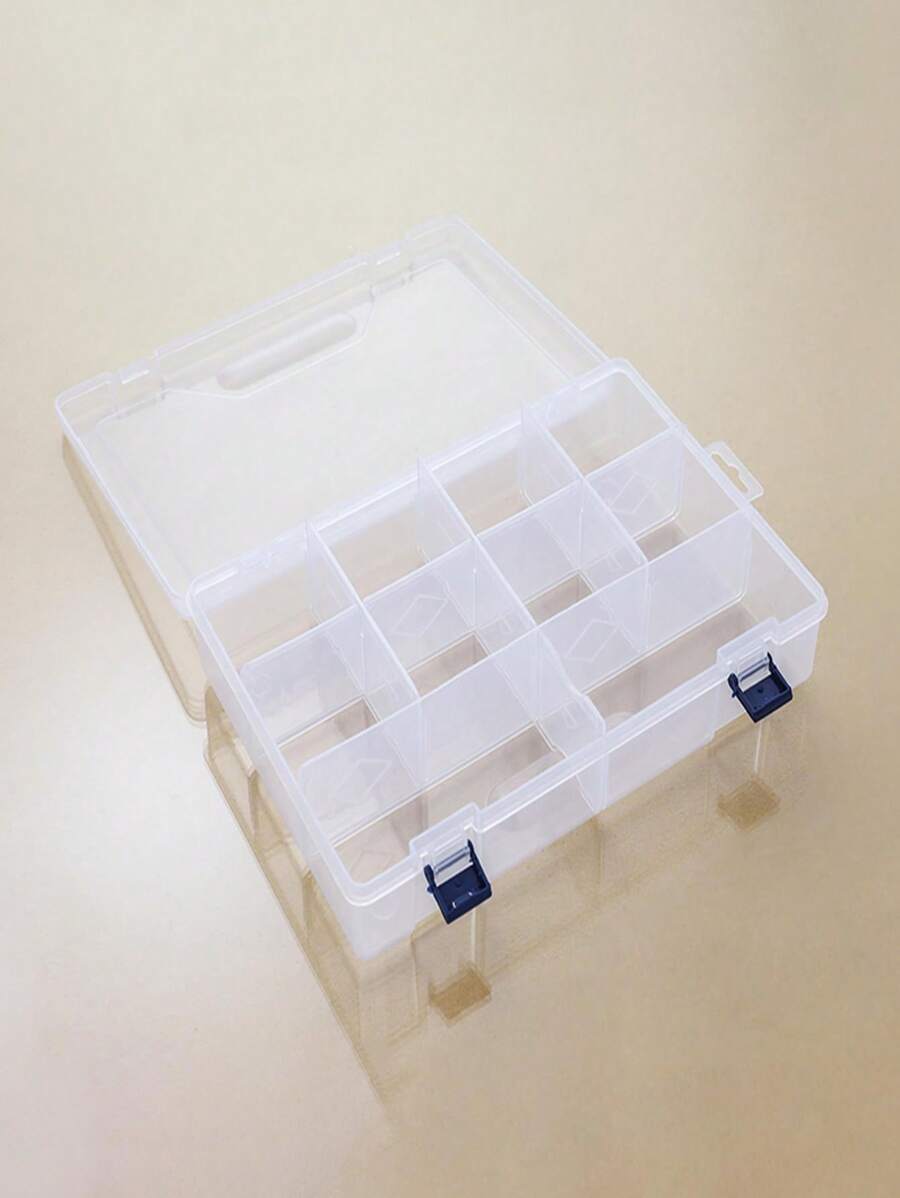 Large 10-Compartment Clear -Friendly Toolbox With Detachable Sections ...