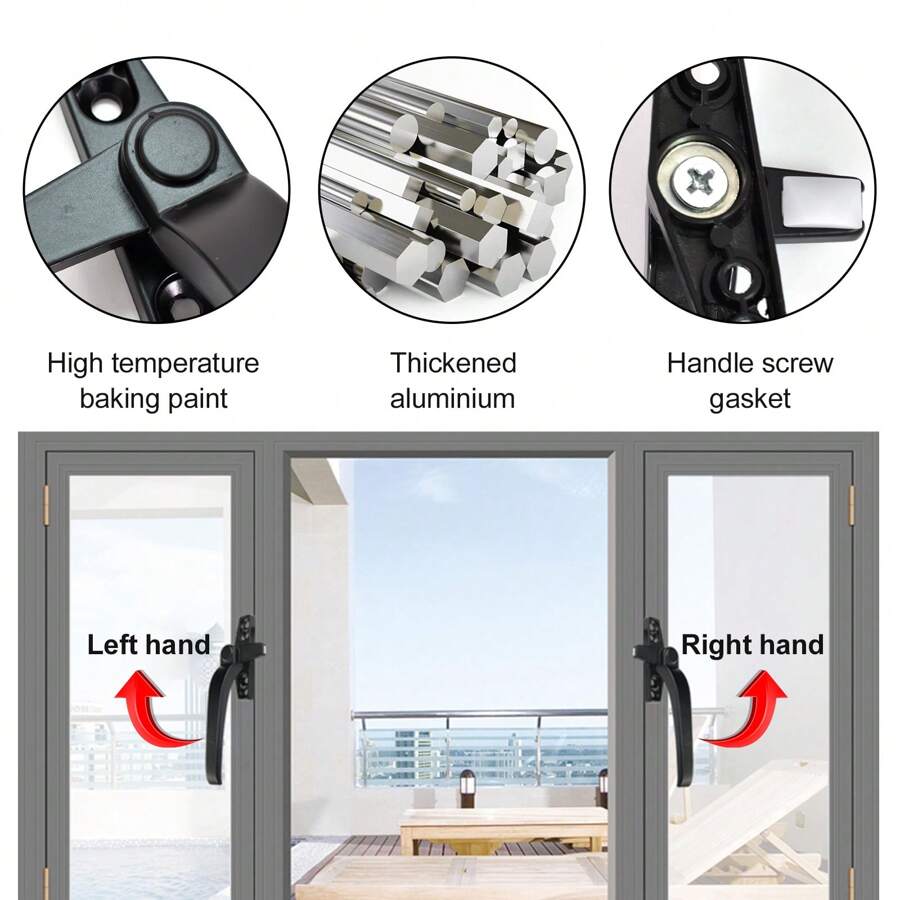 2 Pcs Casement Window Locking Handles, Aluminium Alloy Rotating Window ...