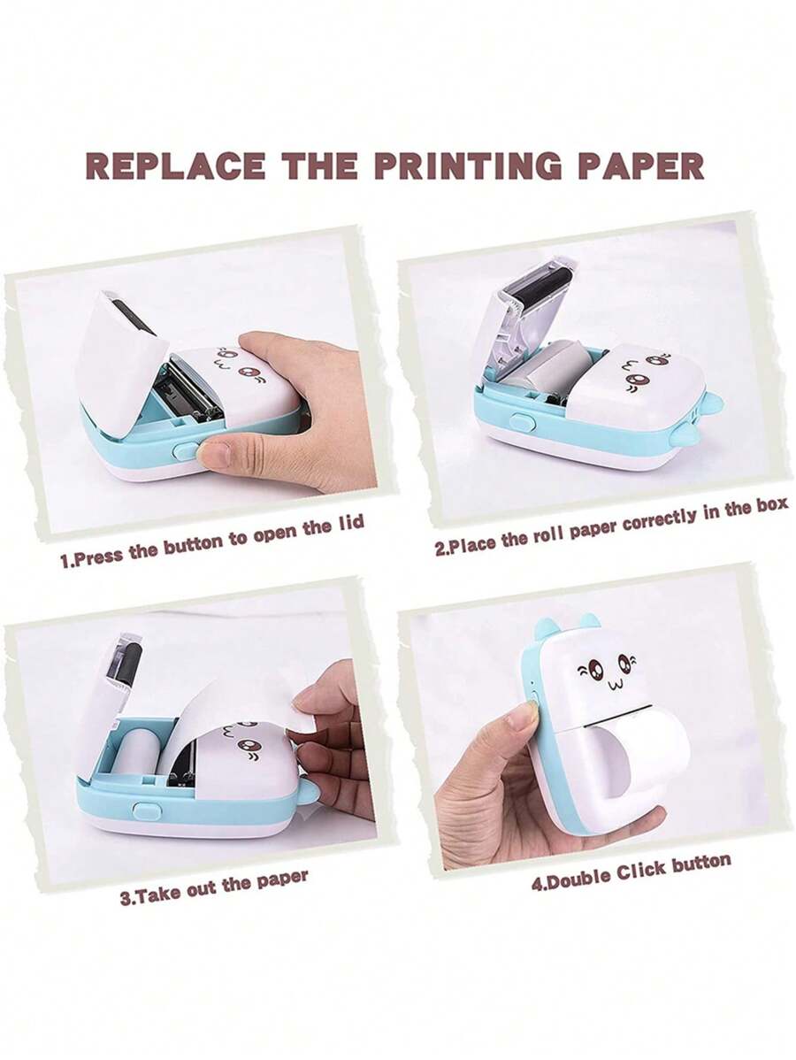 C9 Blue Thermal Mini Printer, For Phone, Portable Inkless Sticker Maker ...