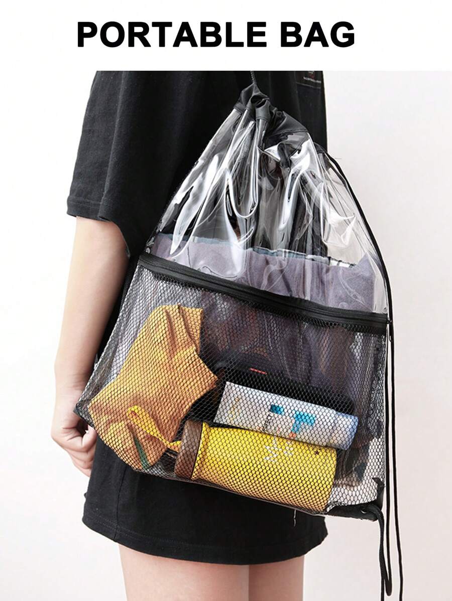 1pc Clear Drawstring Bag, Clear String Backpack Bag Drawstring Bags ...