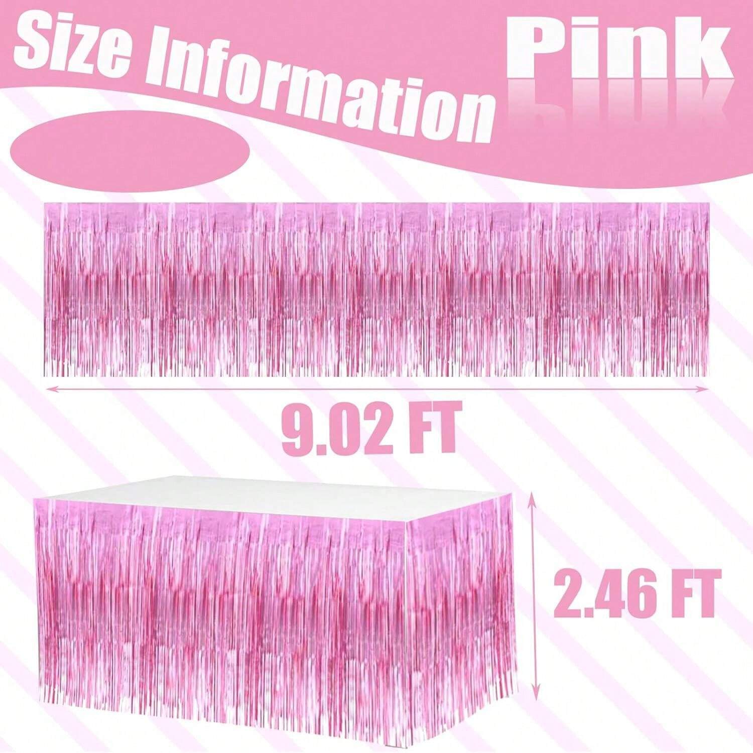 6 Pack Pink Foil Fringe Table Skirts, Tinsel Table Skirt Streamers ...