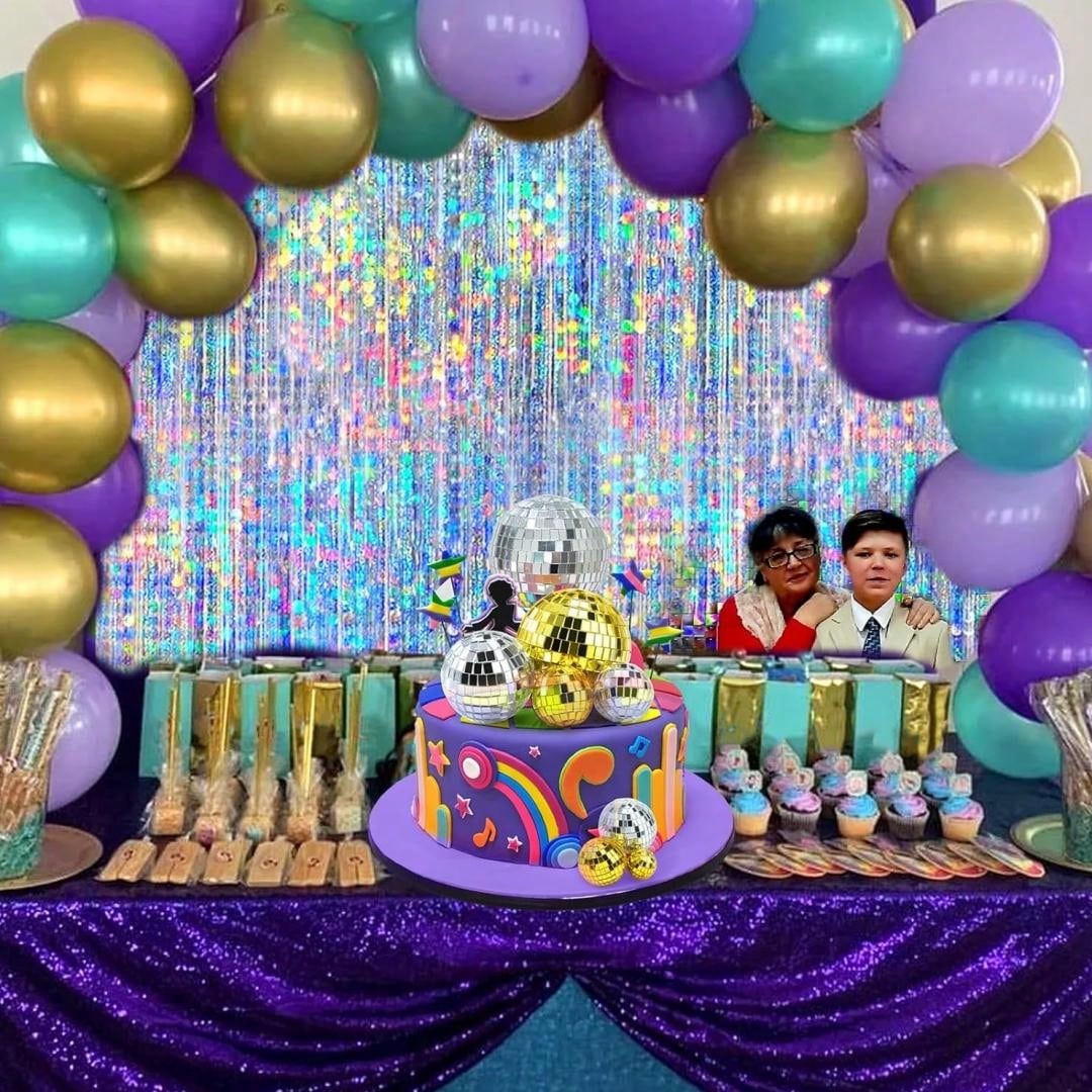 4 Packs Silver Foil Fringe Curtain, Silver Metallic Tinsel Backdrop For ...