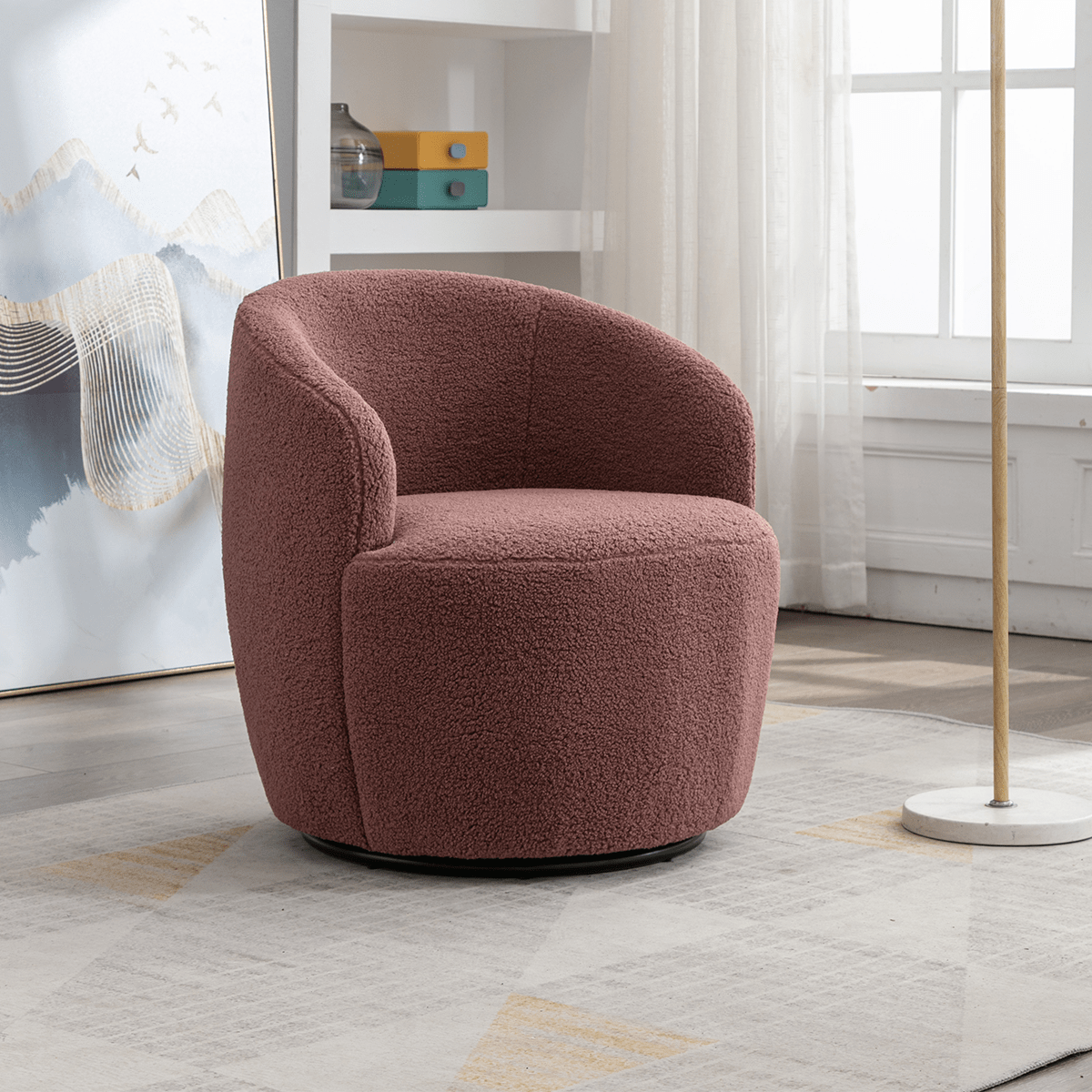 Barrel Chairs, Furry Accent Chairs, Sherpa Cozy Modern With Soft Padded ...