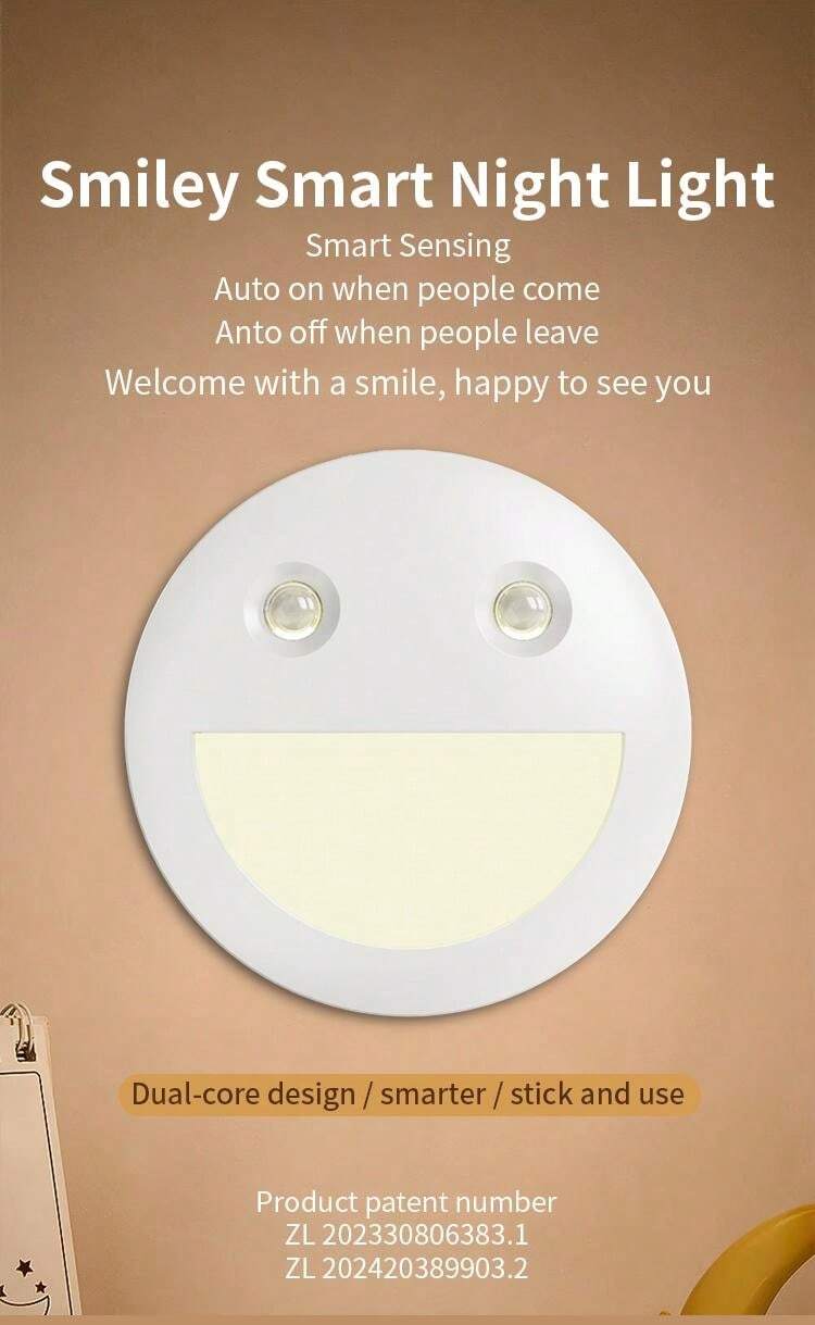 2024 New Design Ultra-Thin Smile LEDs PIR Motion Sensor Under Cabinet 3 ...