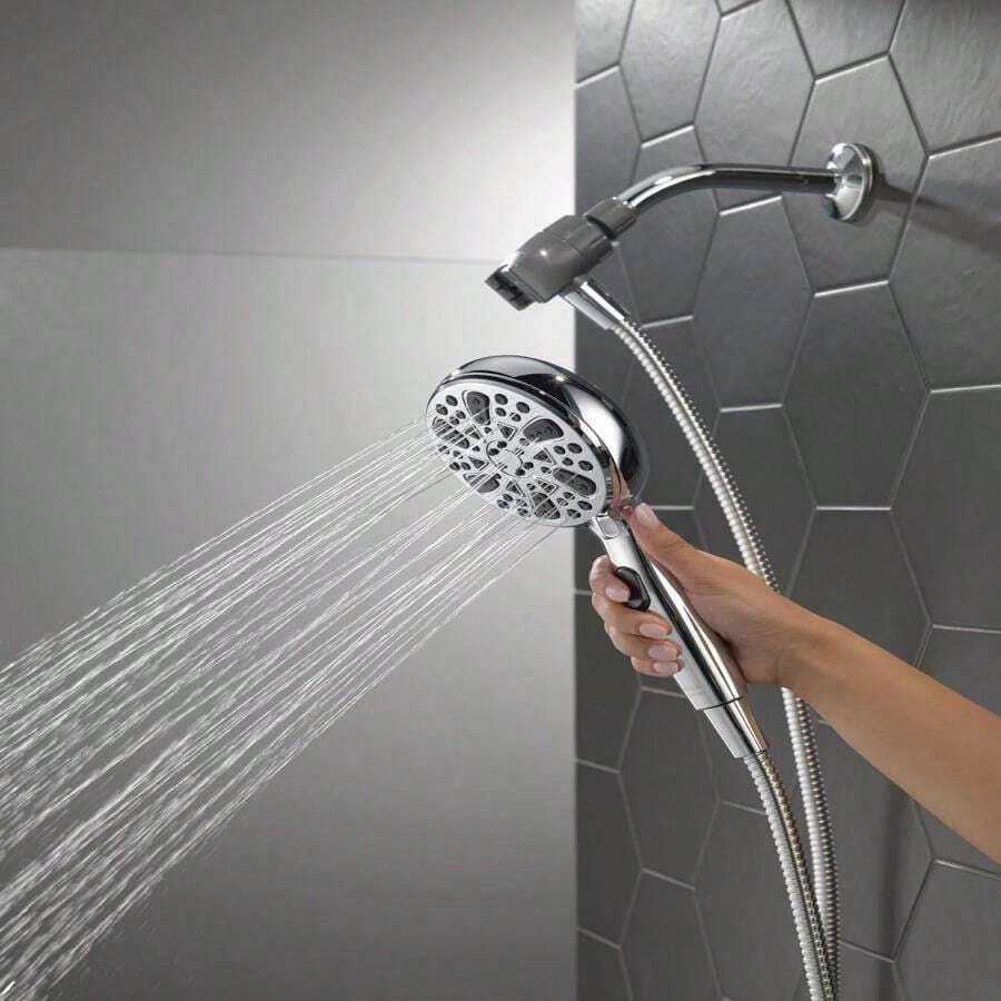 Faucet 6-Setting Magnetic Shower Head With Handheld Spray, Chrome ...