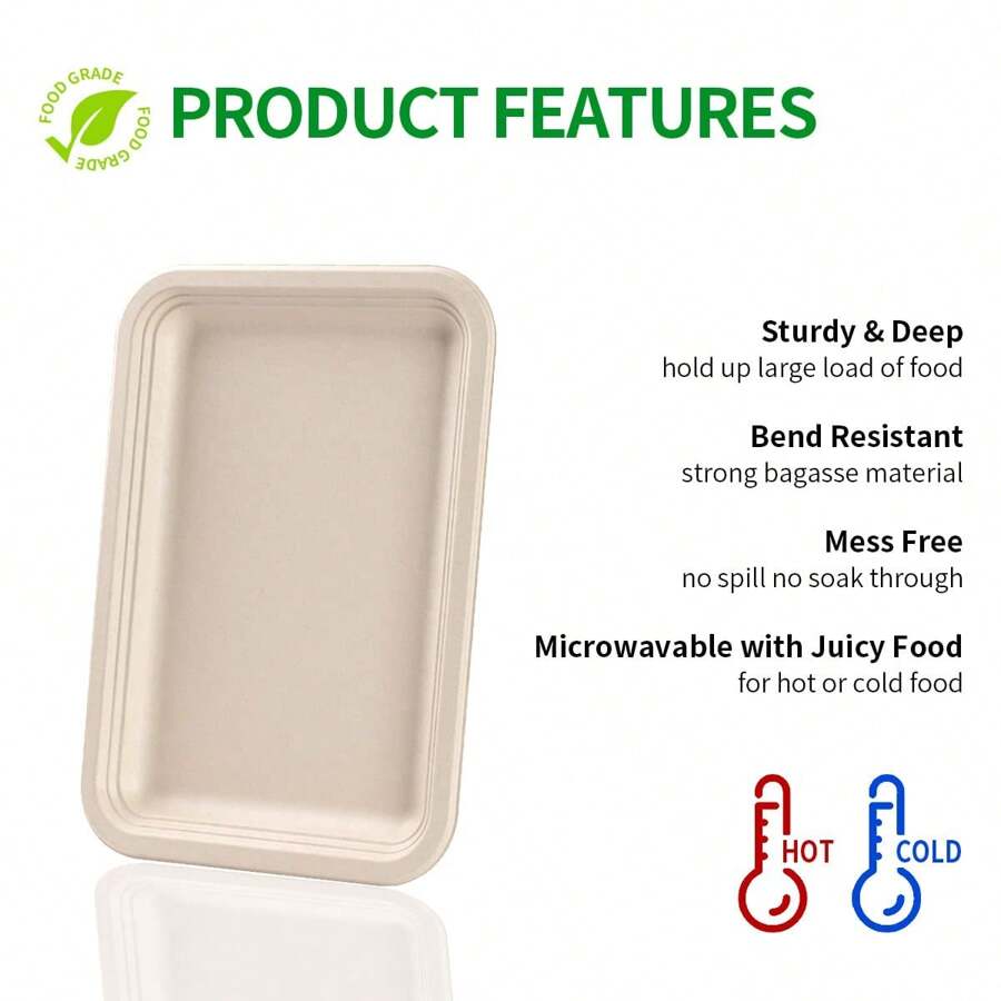 FORIOUS 50 Pack 14 Inch Disposable Food Trays Heavy Duty, Large Paper ...