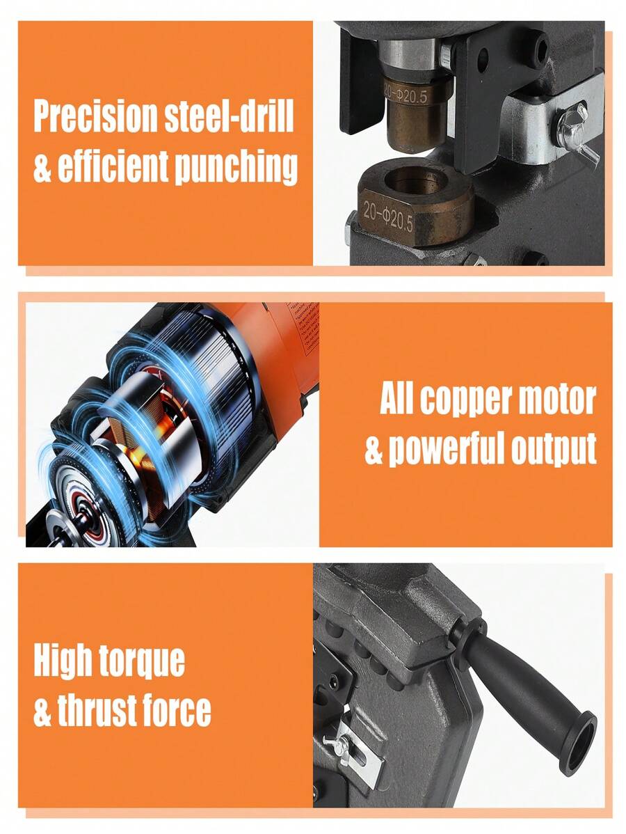 Electric Hydraulic Hole Punch For Metal Φ1/4"-4/5", 1200W 110V Hole ...