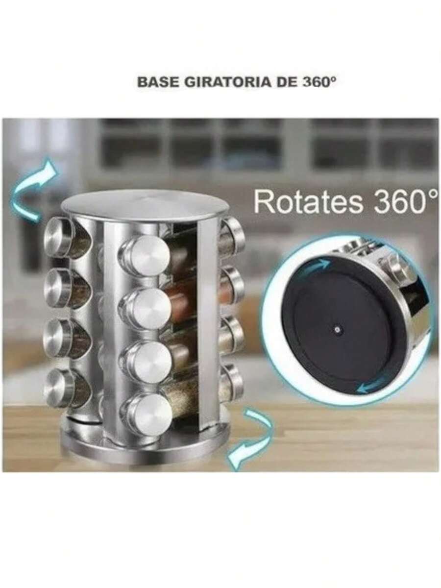 Spice Rack Organizer Round Glass Jars Resistant Rotating Organizer Rack ...