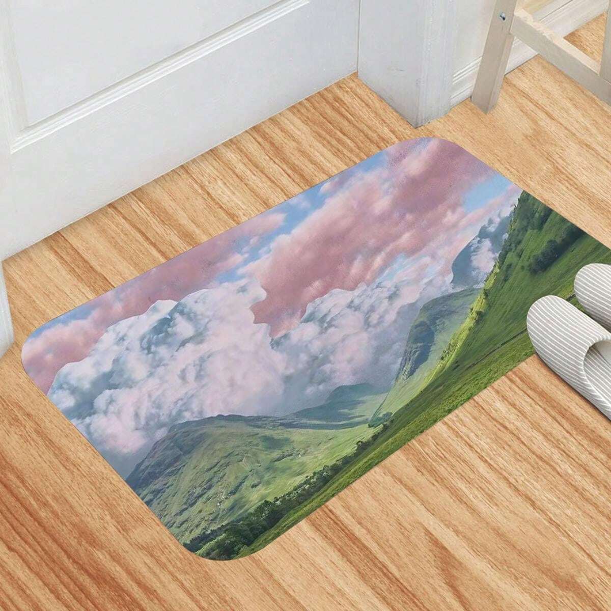A Cloud-Shaped Scenery Floor Mat For Entrance, Colorful Cloud-Shaped ...