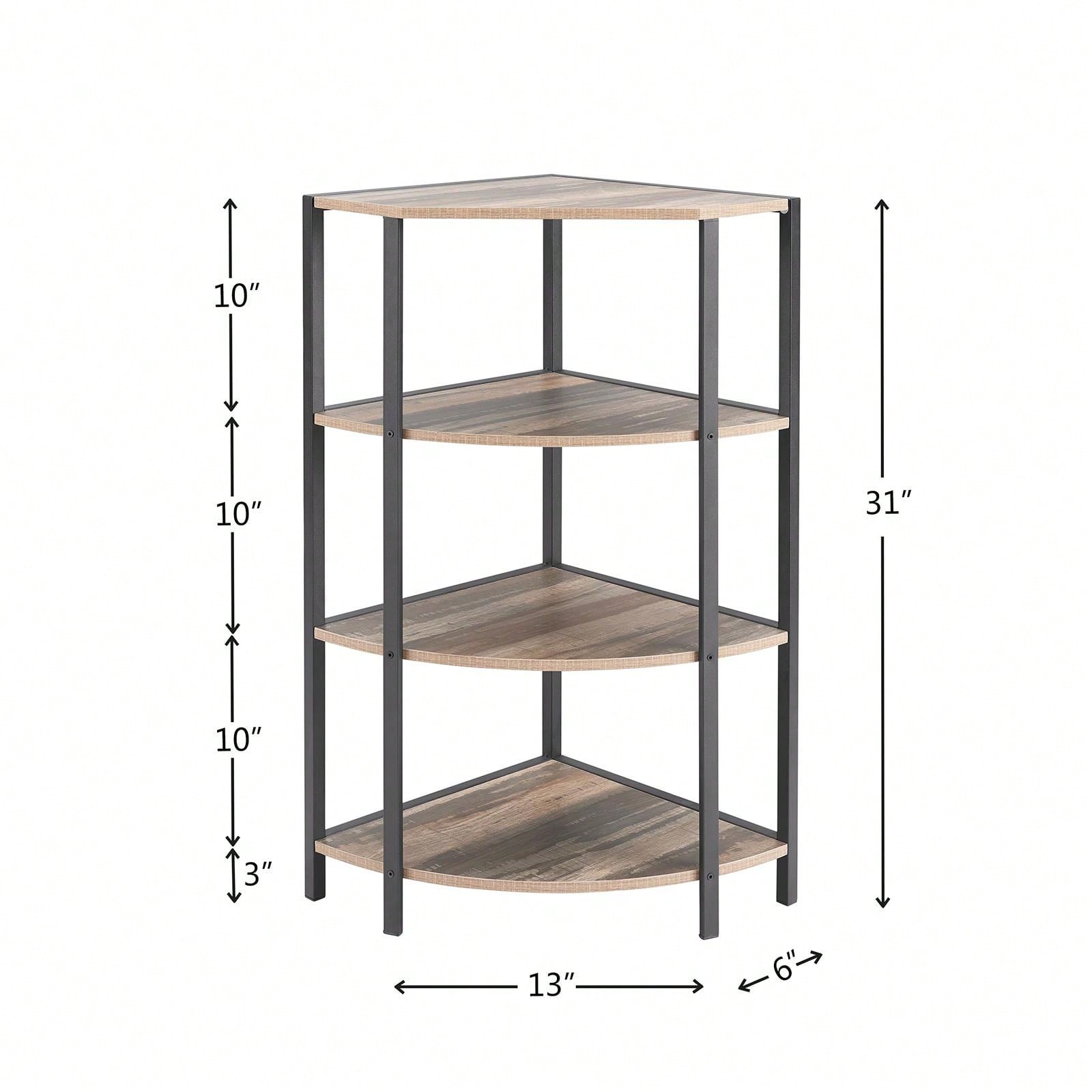 4-Tier Corner Open Shelf, Freestanding Shelving Unit For Living Room ...