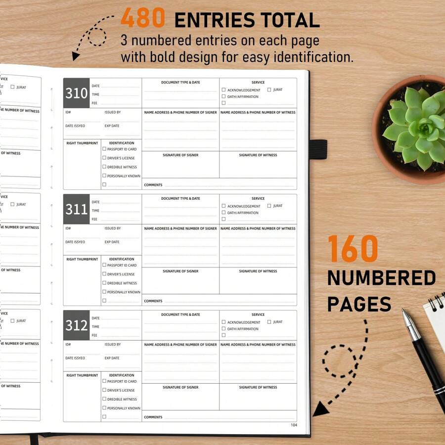 Notary Journal Log Book, 8.3"X12" Notary Book, Notary Log Book Notary ...