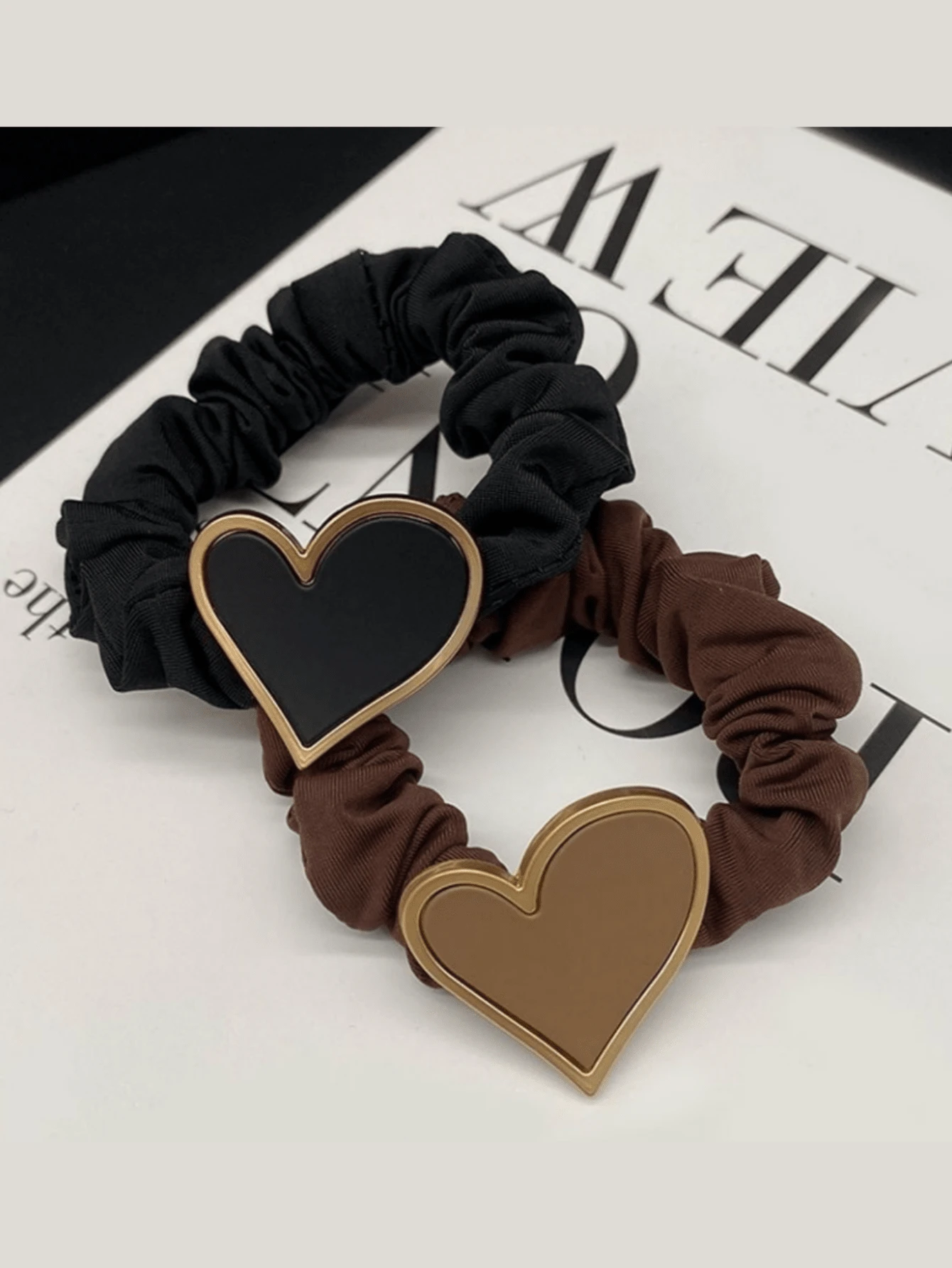 3pcs Alloy Fabric Hair Accessories Heart Large Intestine Hair Ring Net ...