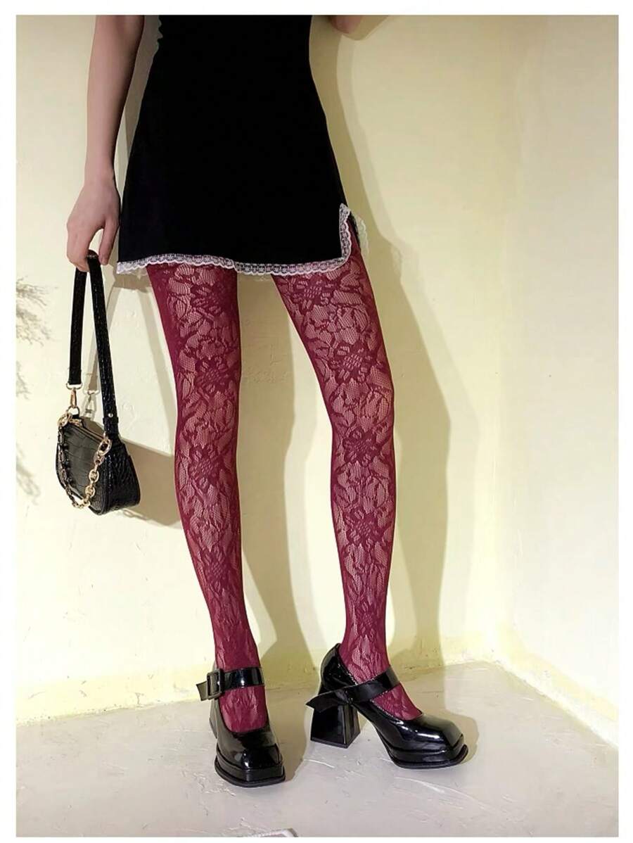 Women's/Miss Girls' Colorful Fishnet Stockings With Floral Patterned ...