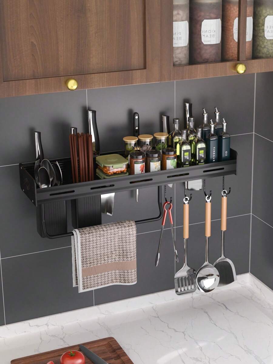 Hanging Spice Rack Wall Mount Knife Holder Tool Storage Racks Shelving ...