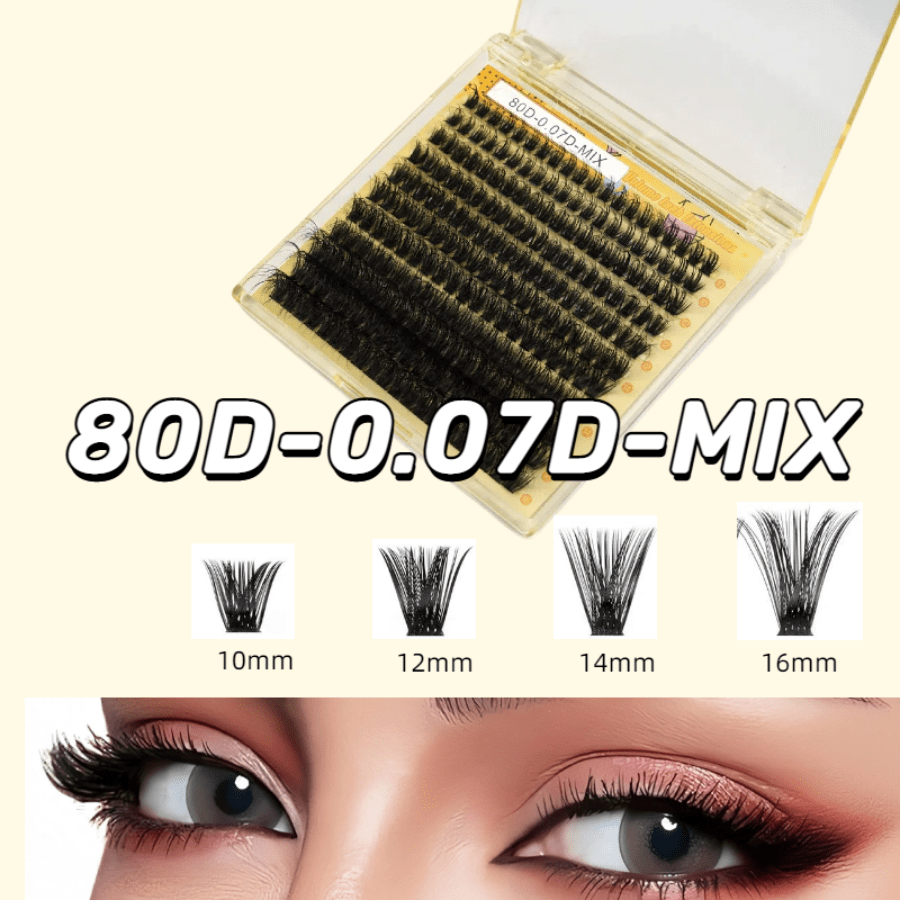 11 Rows 220 Blooms 80d False Eyelashes, D Curl, Messy Style, Various ...