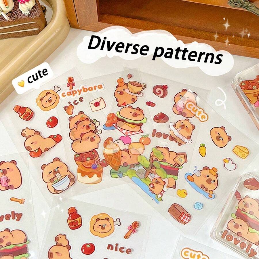 4 Sheets Kapibarasan Stickers For Journal, Cartoon Stickers For Water ...