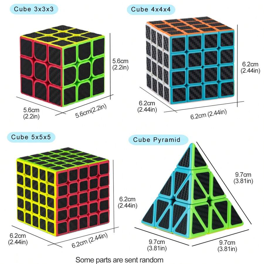 1pc Speed Magic Cube 3x3 4x4 5x5 Pyramid Carbon Fiber Cube For Logic ...