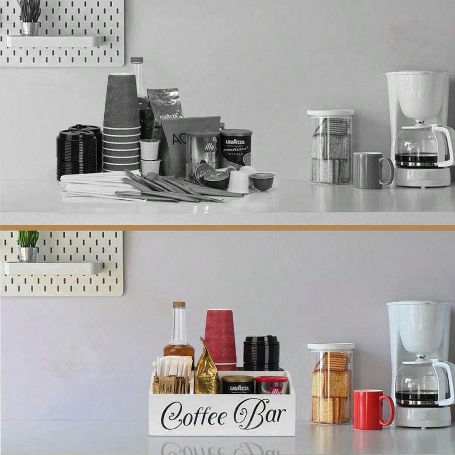 Coffee Station Storage Box, Counter-Top Wood Coffee Pod Basket Storage ...