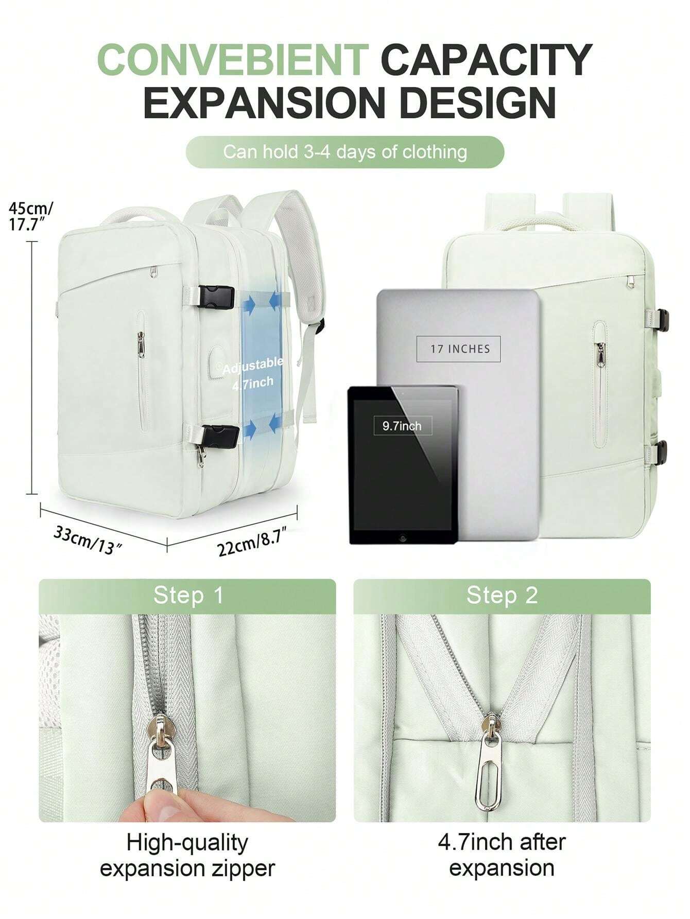 Reiserucksack für Männer und Frauen, 40L flugbestätigter Handgepäck ...